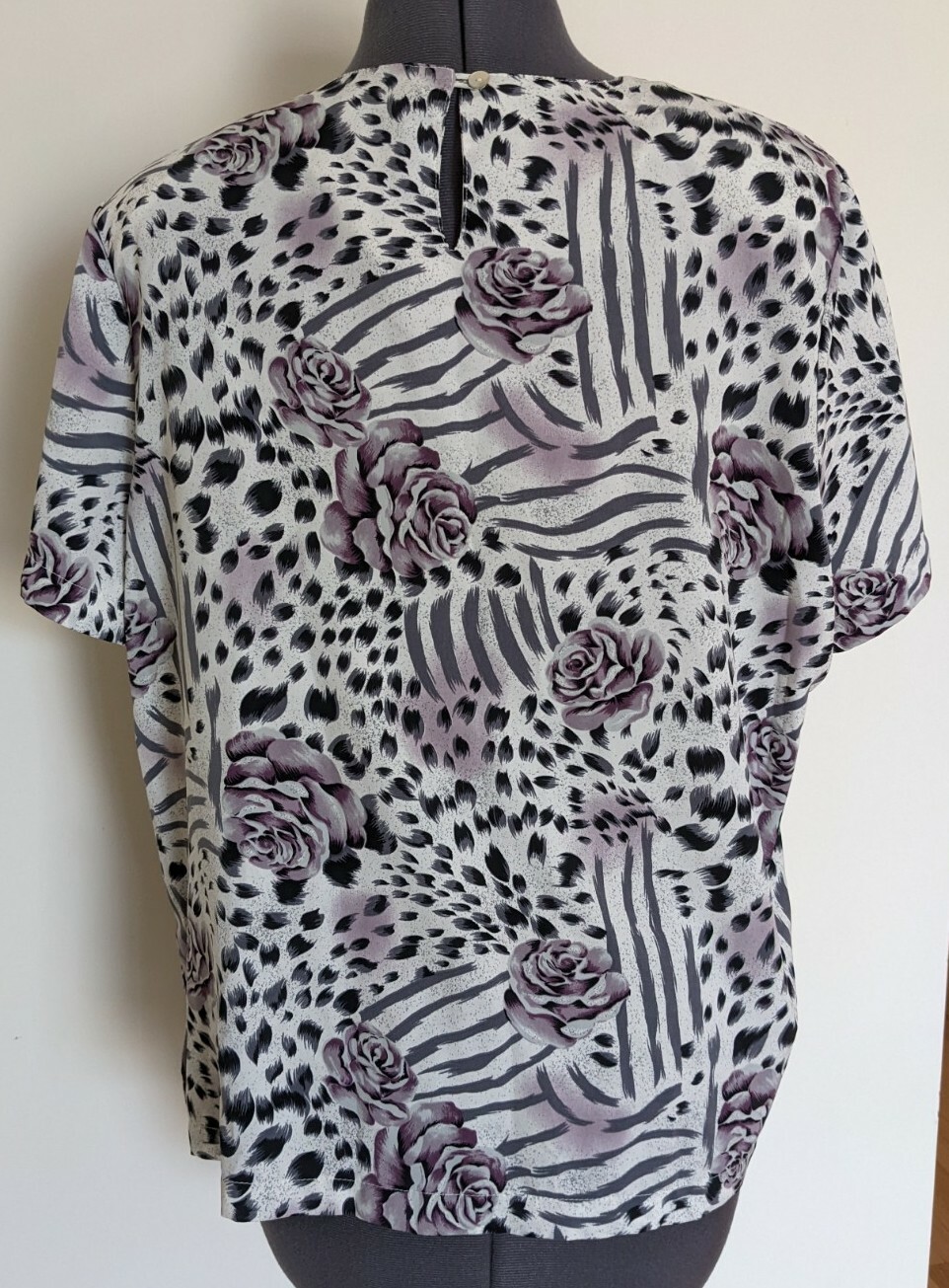 Vintage Target Womens Top Blouse Animal Purple Rose Floral Casual Plus ...