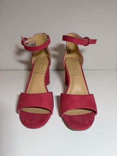 LAUREN CONRAD Hot Pink Open Toe Heel Sandals Suede Sz 10 Pre-Owned | eBay