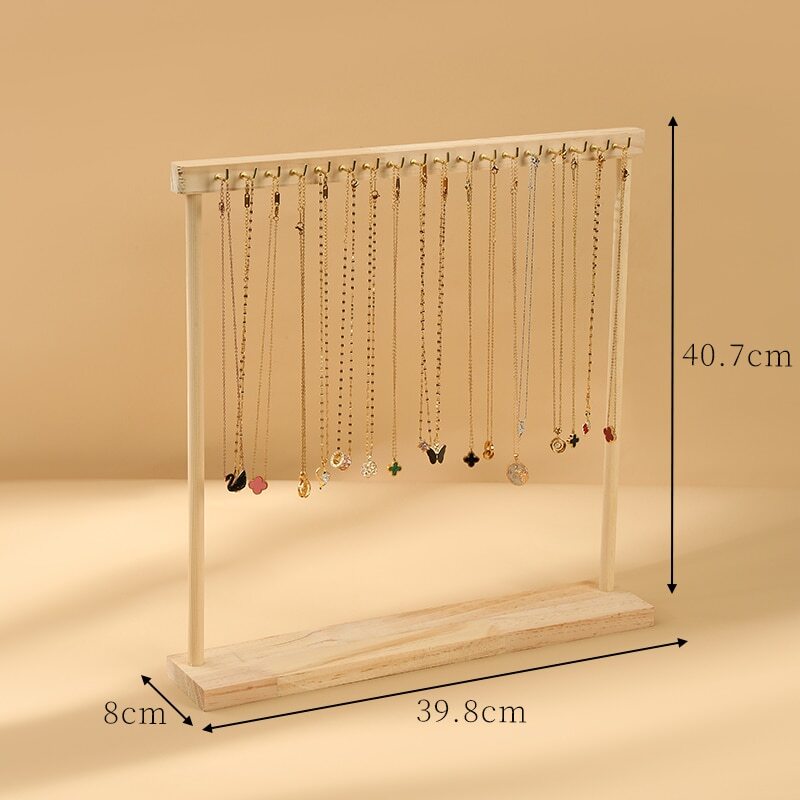 Solid Wood Necklace Display Rack Bracelet Jewelry Organizer Storage ...