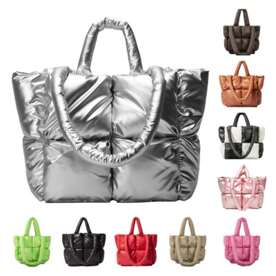 Stylish Quilted Tote Bag for Women Large Puffer Puffy Shoulder Bag Puff ...