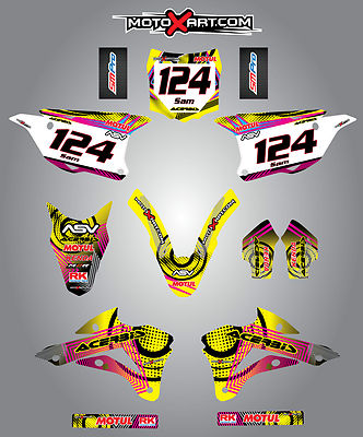 2014 - 2015 Kawasaki KX 85 Full custom graphics kit Neon Style stickers ...