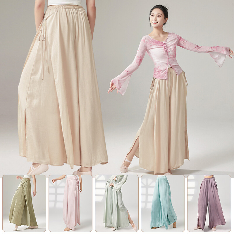 Chiffon Culottes Pants Wide Leg Lace-Up Classical Dance Dancewear ...