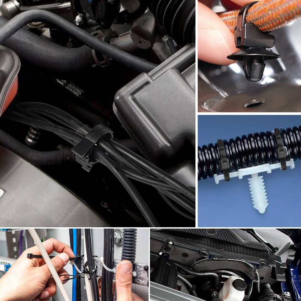 200pcs 15 Sizes Car Wire Loom Routing Clips Push Mount Cable Tie ...