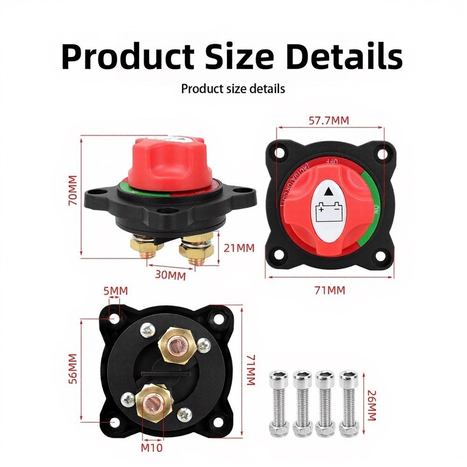 Battery Isolator Switch Marine Battery Selector Heavy Duty Construction ...