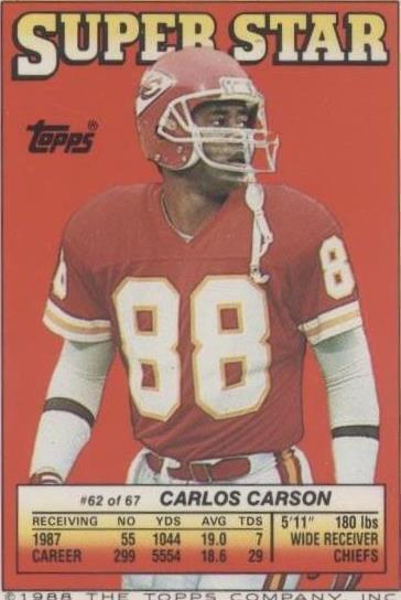 1988 Topps Super Star Sticker Back Cards - Charles Haley, Carlos Carson ...