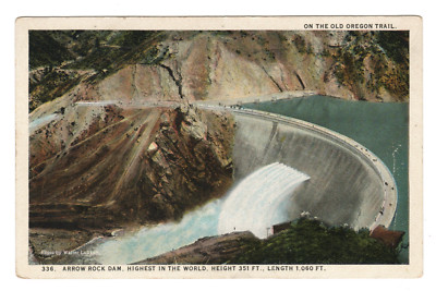 1916 Arrow Rock Dam On The Old Oregon Trail White Border Curt Teich ...