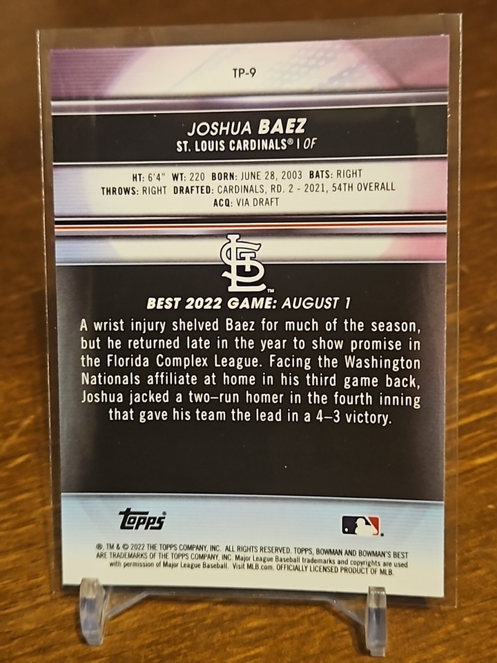 2022 Bowman's Best Top Prospects Base #TP-9 Joshua Baez St. Louis ...