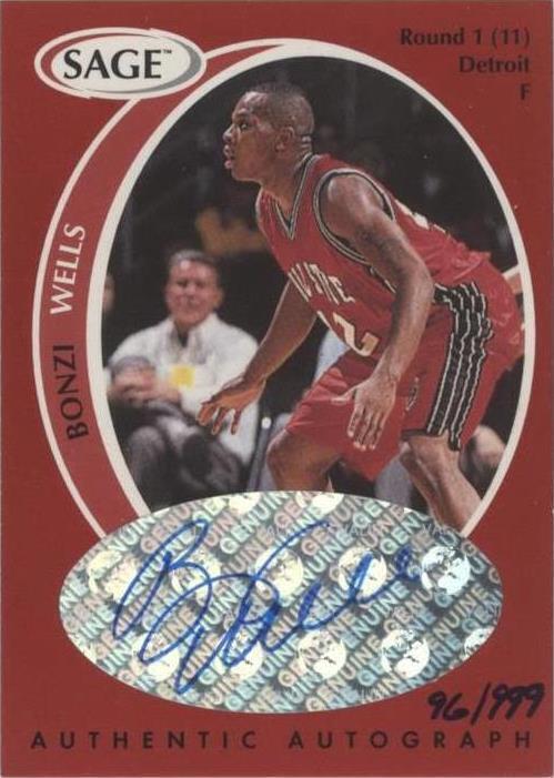 1998 SAGE - Authentic Autograph Bonzi Wells #A45 /999 (AU, RC) for sale ...