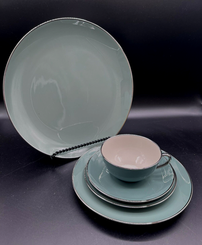 FRANCISCAN CHINA Encanto Masterpiece SPRUCE (Platinum Trim) 5-Pc ...
