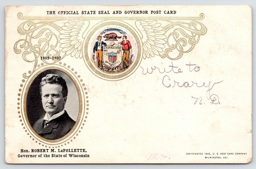 Primrose WI Native~Gov & Sen Robt Lafollette~Art Nouveau~Cameo~State ...