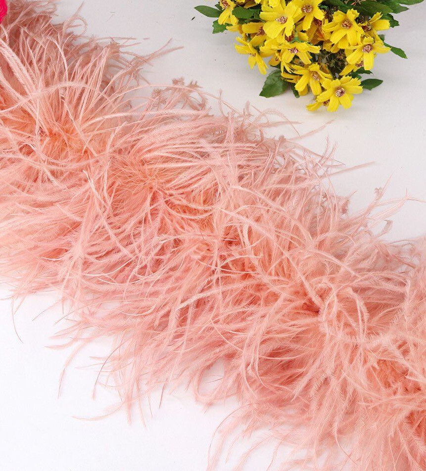 Blush Pink Peach Ostrich Boa 6 ply 2 Yards Long Premium Ostrich Boa - 1 ...