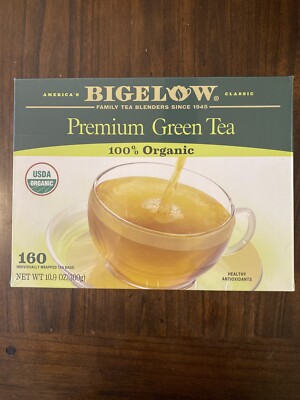 Bigelow Premium Green Tea 100% Organic-160 Individually Wrapped Tea ...