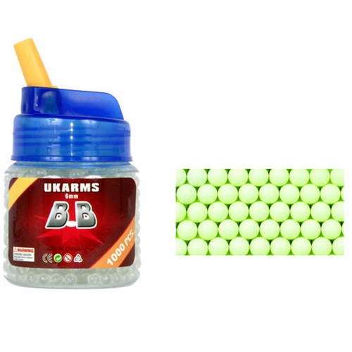 1000 AIRSOFT 6mm GLOW IN THE DARK .12G BB PELLETS Pistol Rifle Hand Gun ...