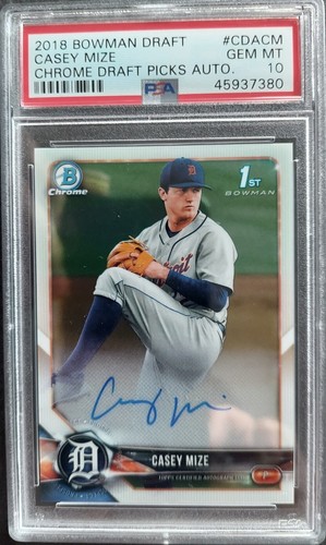 PSA 10🔥CASEY MIZE AUTO🔥1st 2018 Bowman Chrome Autograph🔥 RC GEM MINT | eBay