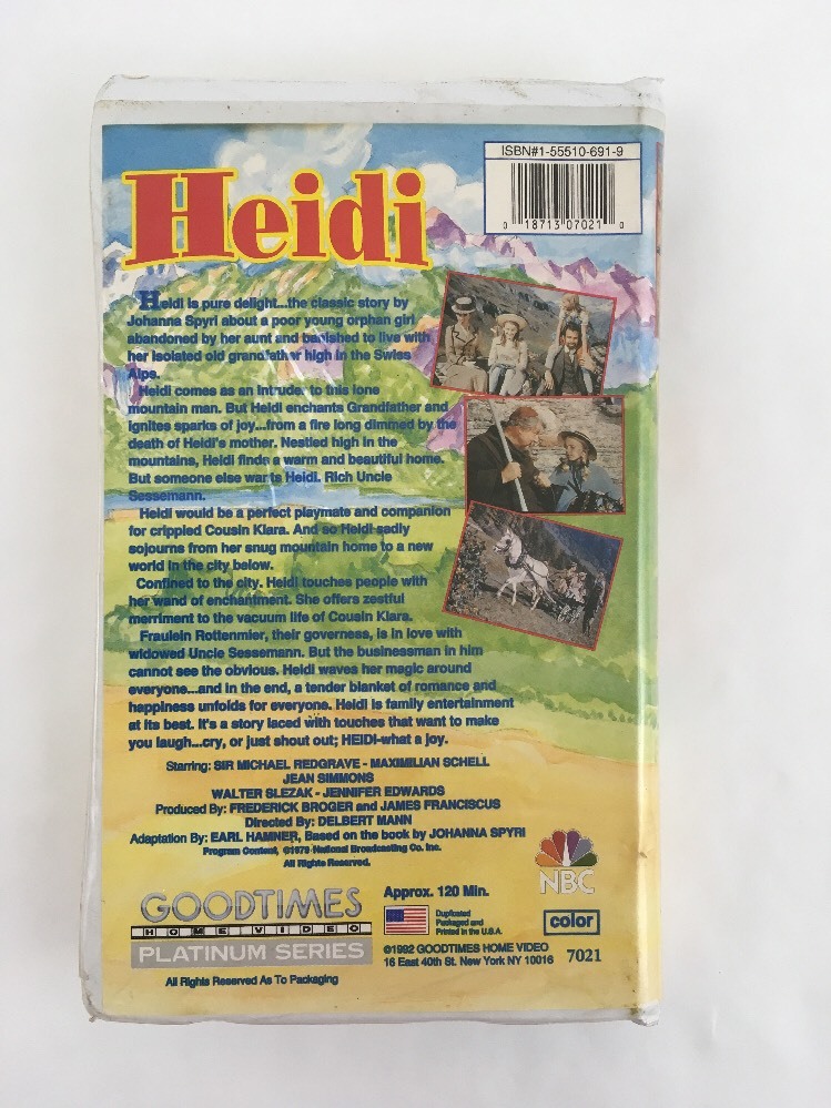 Heidi VHS The NBC Classic 1992 Goodtimes Schell Edwards Simmons ...