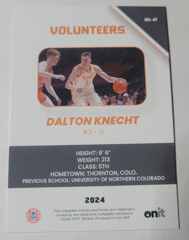 Dalton Knecht 2023-2024 Onit Athlete Tennessee Volunteers Holo Silver 🔥 ...