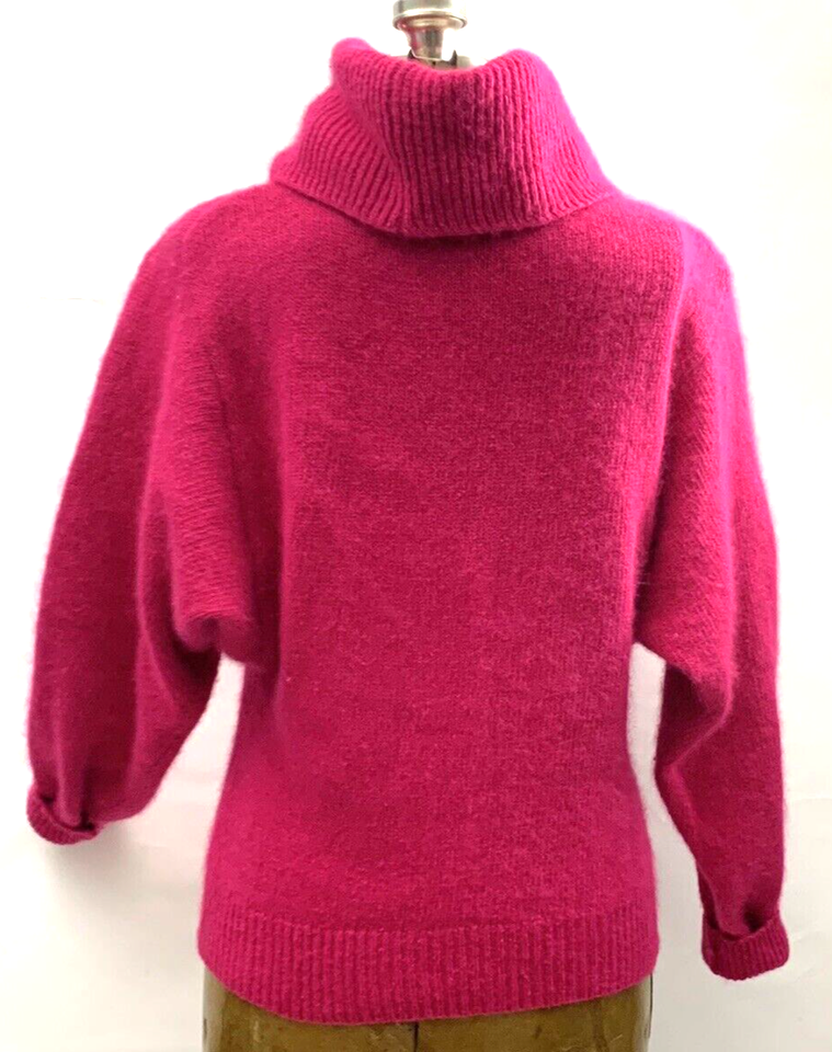 vtg 80s IB DIFFUSION hot pink ANGORA blend cowl neck fuzzy fluffy ...