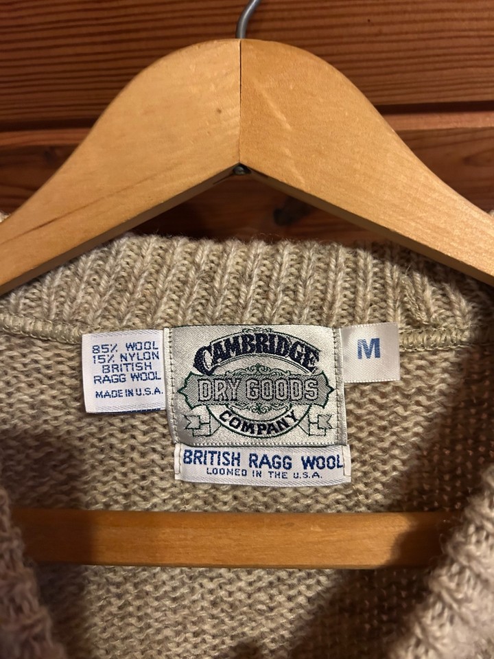 Vtg CAMBRIDGE DRY GOODS Sweater Men's XL British Ragg Wool Shawl Neck ...