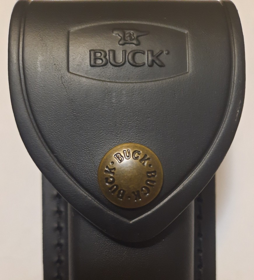 Buck 110 Belt Sheath Fits 5" Folding Hunter Black Leather with Buck ...