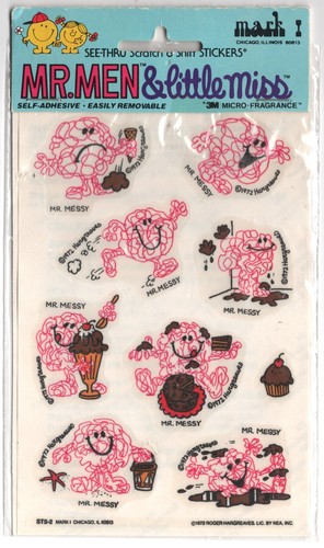 Vintage 1983 MR. MEN & LITTLE MISS Scratch & Sniff Stickers Mr Messy ...