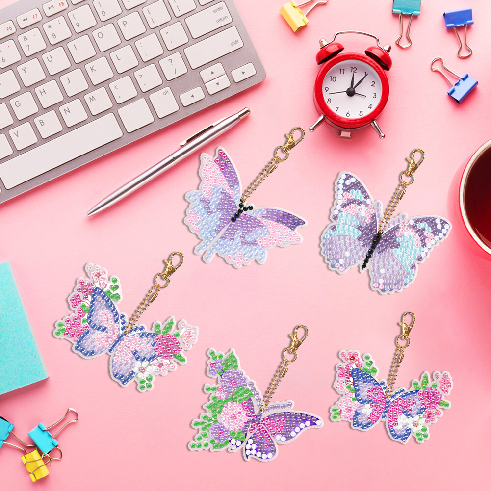 DIY Diamond Art Key Rings Butterfly 5pcs for Beginners Home Decor ...