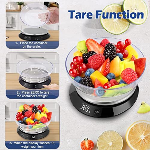 Digital Kitchen Scale With Bowl Food Scales 5000g By 1g Accuracy Scale ...