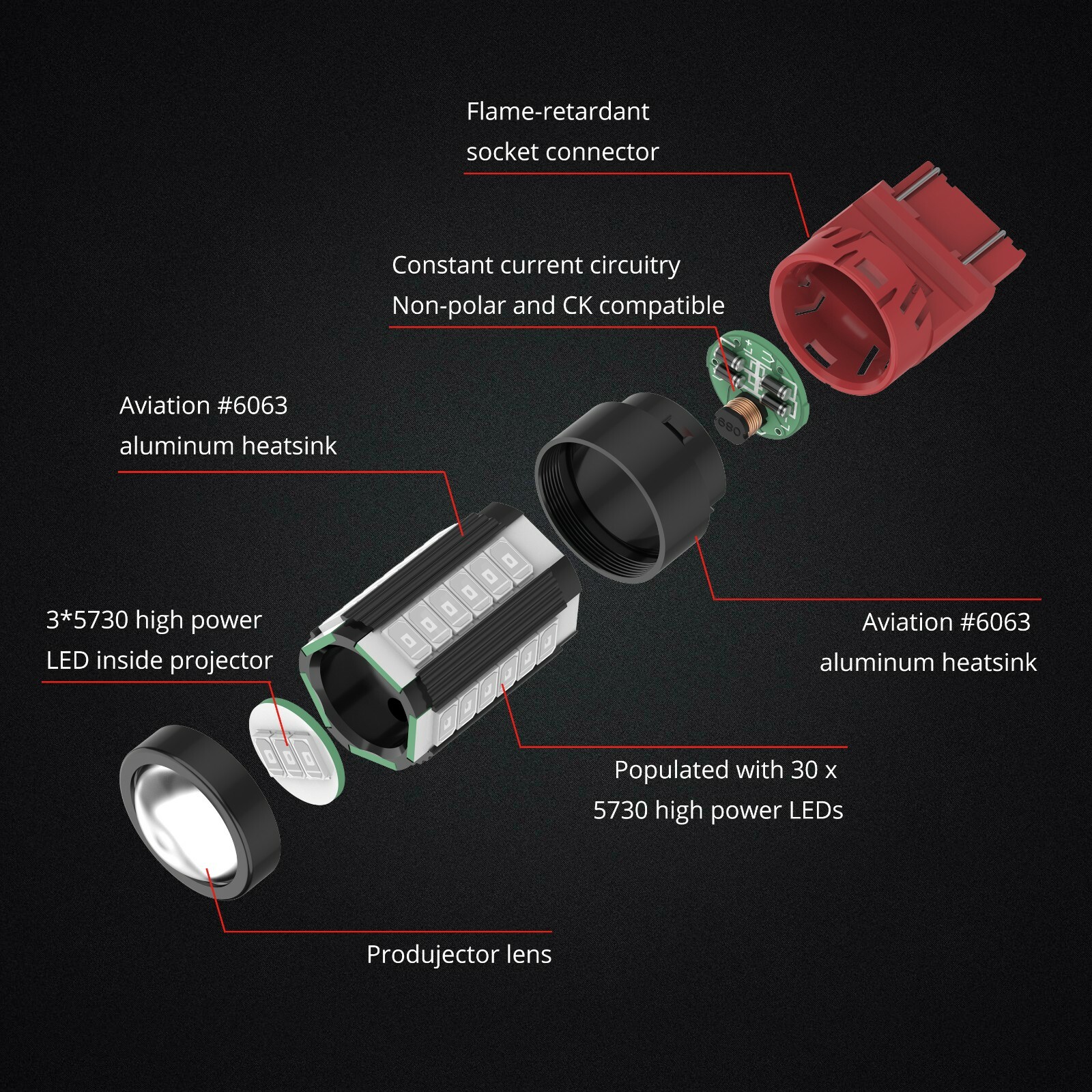 WT21W/7W WT21/7W LED Red Brake Light Bulbs Taillight for 2021 Ford F150 ...