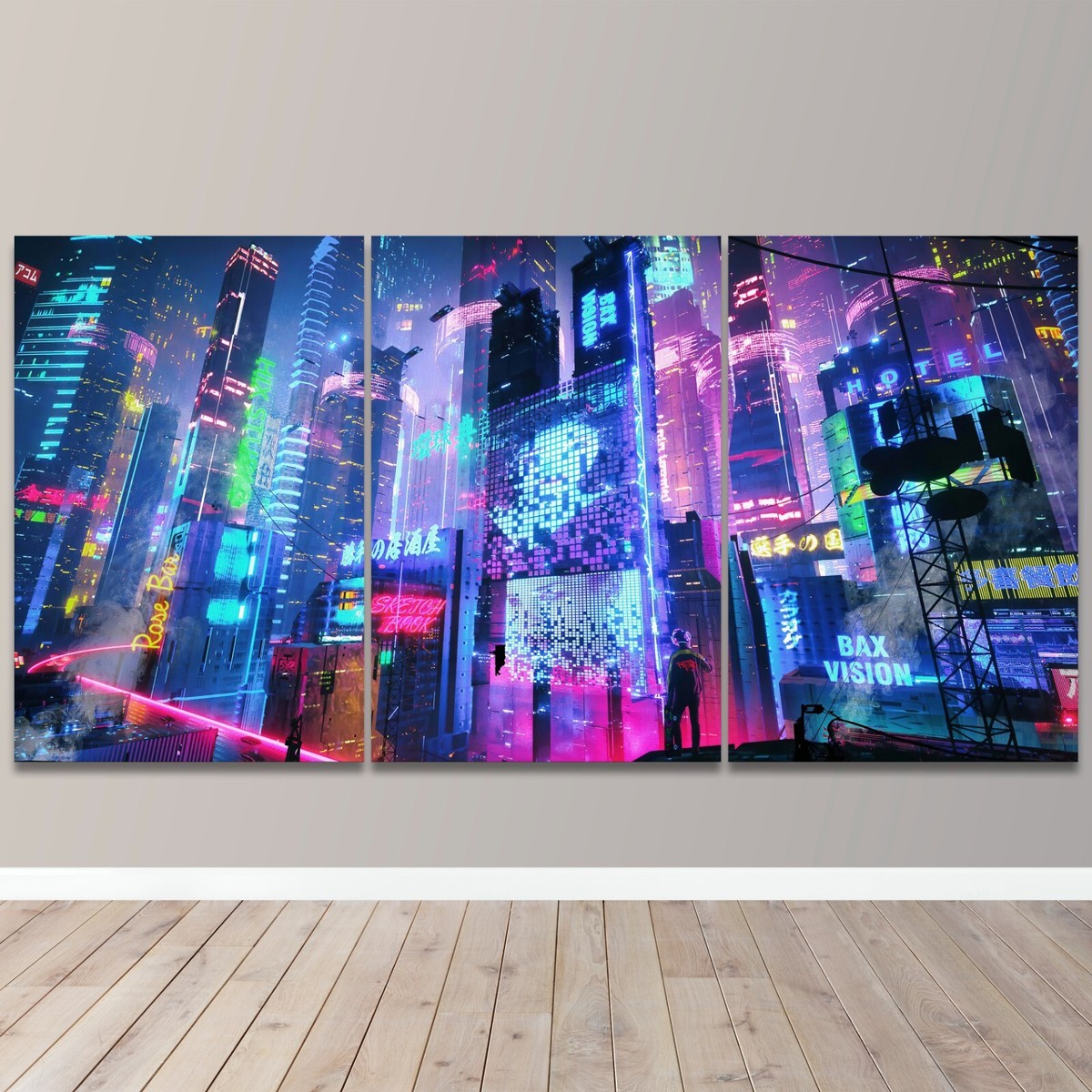 Japan Neon City Art Neon Dreams Cyberpunk City Art Deco Inspired