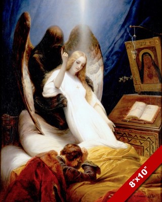 ANGEL OF DEATH TAKING A WOMAN PAINTING BIBLE CHRISTIAN ART REAL CANVAS ...