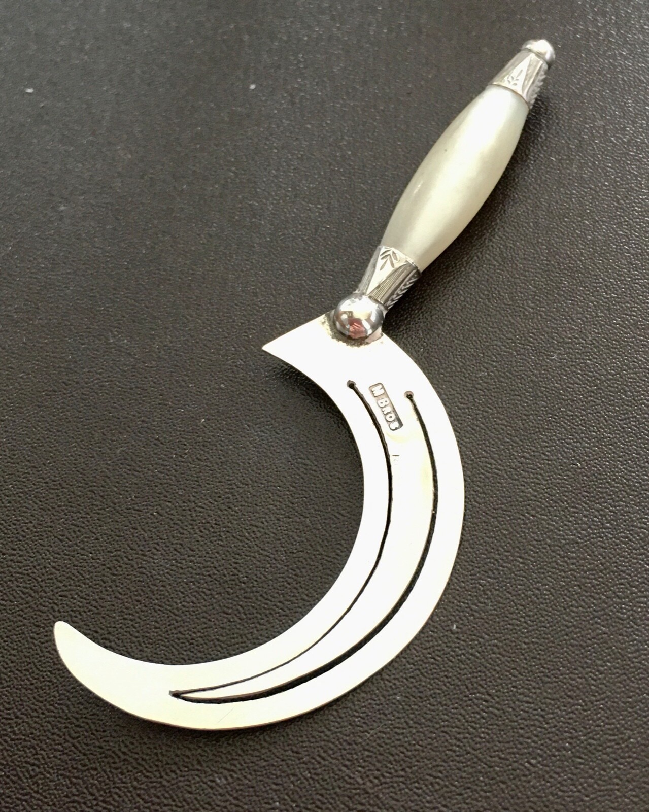 Victorian Silver And Mother Of Pearl Sickle Bookmark 1887 | eBay