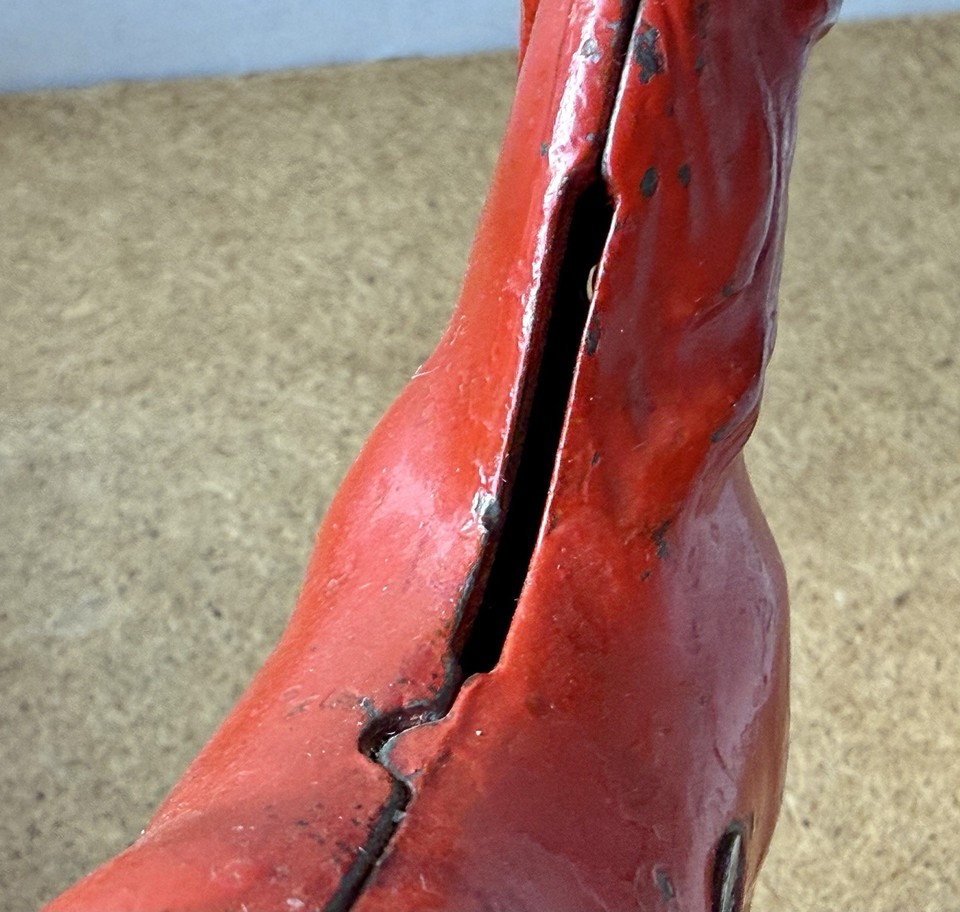 Vintage Cast Iron Painted Red Horse Coin Bank DAMAGE Missing Hoof ...