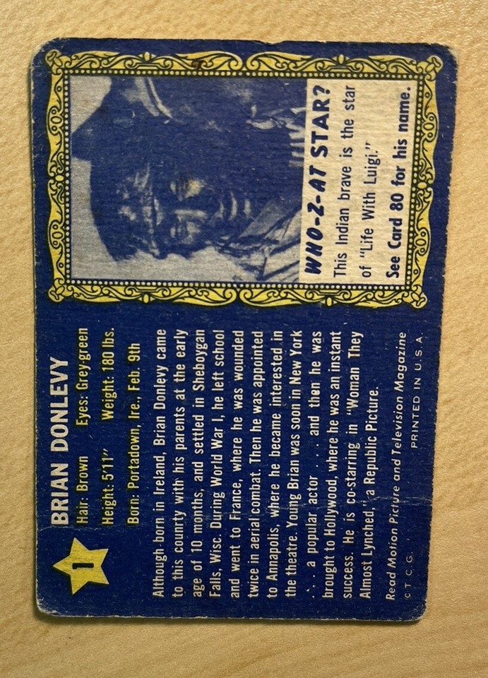 1953 Topps Who-Z-AT-Star Card #1, Brian Donlevy | eBay