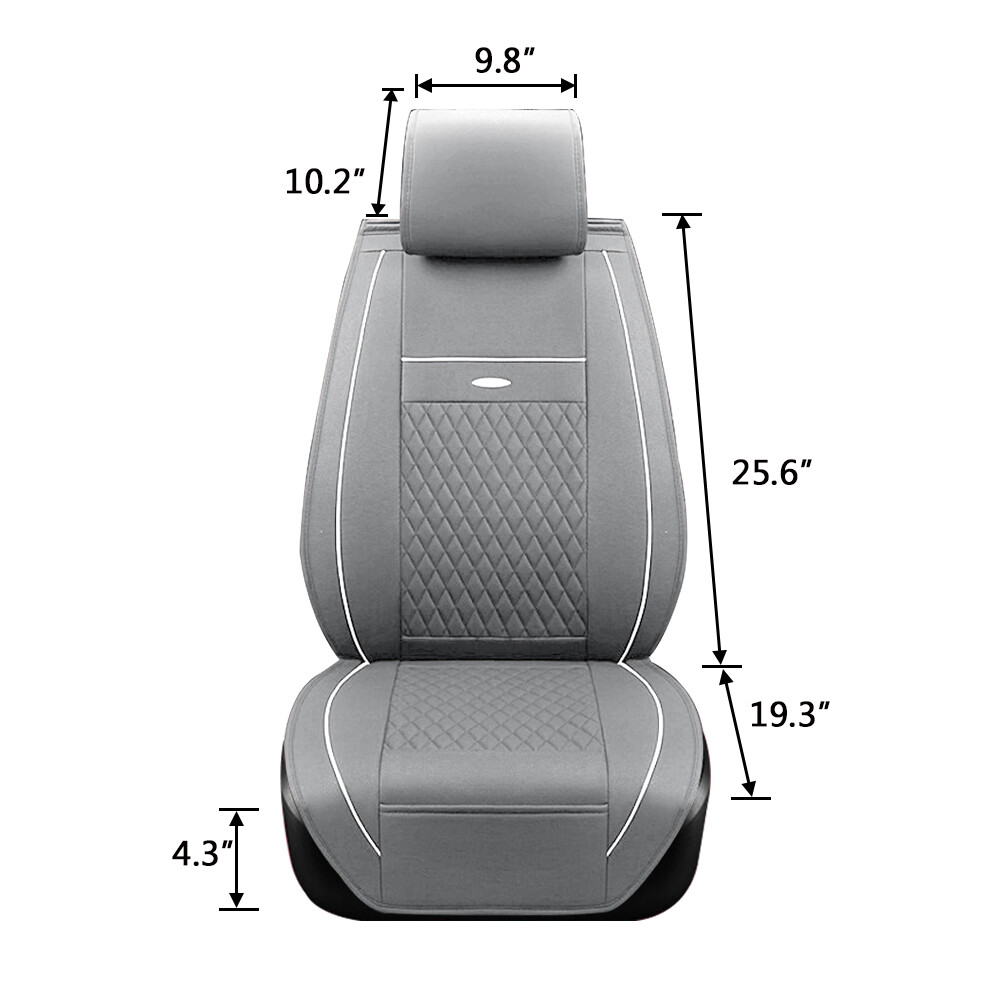 PU Leather Quilted Car Seat Cover Full Set 5-Seats Universal for Auto ...