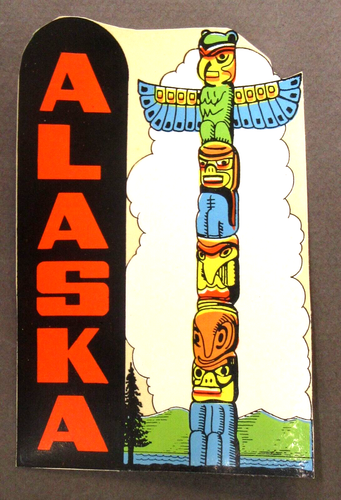 Lindgren-Turner ALASKA Totem Pole water slide travel decal rat rod ...