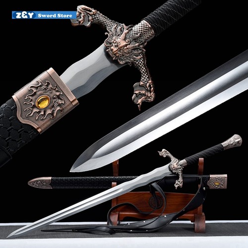 Big Groove Sharp Blade Chinese Double Edged Sword Hunting Knife飞龙战剑 ...