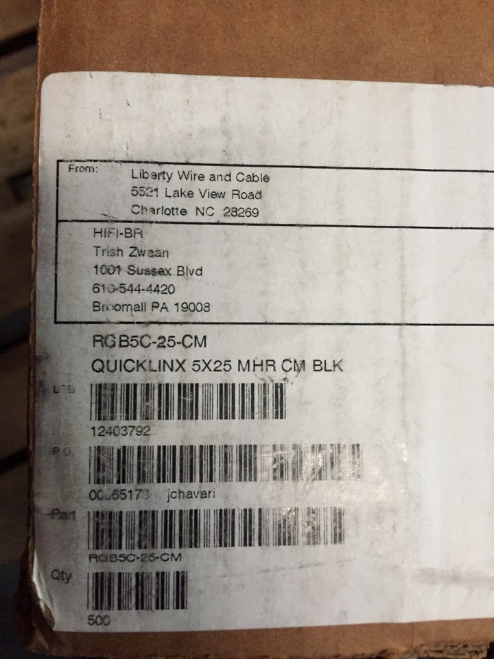 500ft Liberty Wire & Cable RGB5C-25-CM Black QUICKLINX 5X25 MHR CM BLK ...
