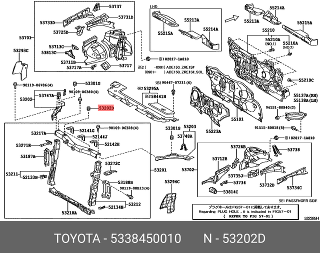 Genuine OE cushion radiator support 5338450010 for TOYOTA 53384-50010 ...