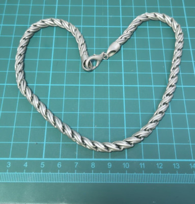 Vtg Silver Tone Pewter? Heavy 60 Grams Thick Curb Chain Necklace Choker ...