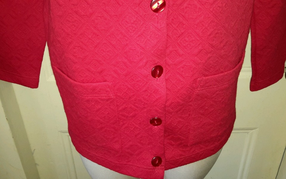 NOS Carroll Reed Diamond Embossed Textured Cardigan Sweater Jacket ...