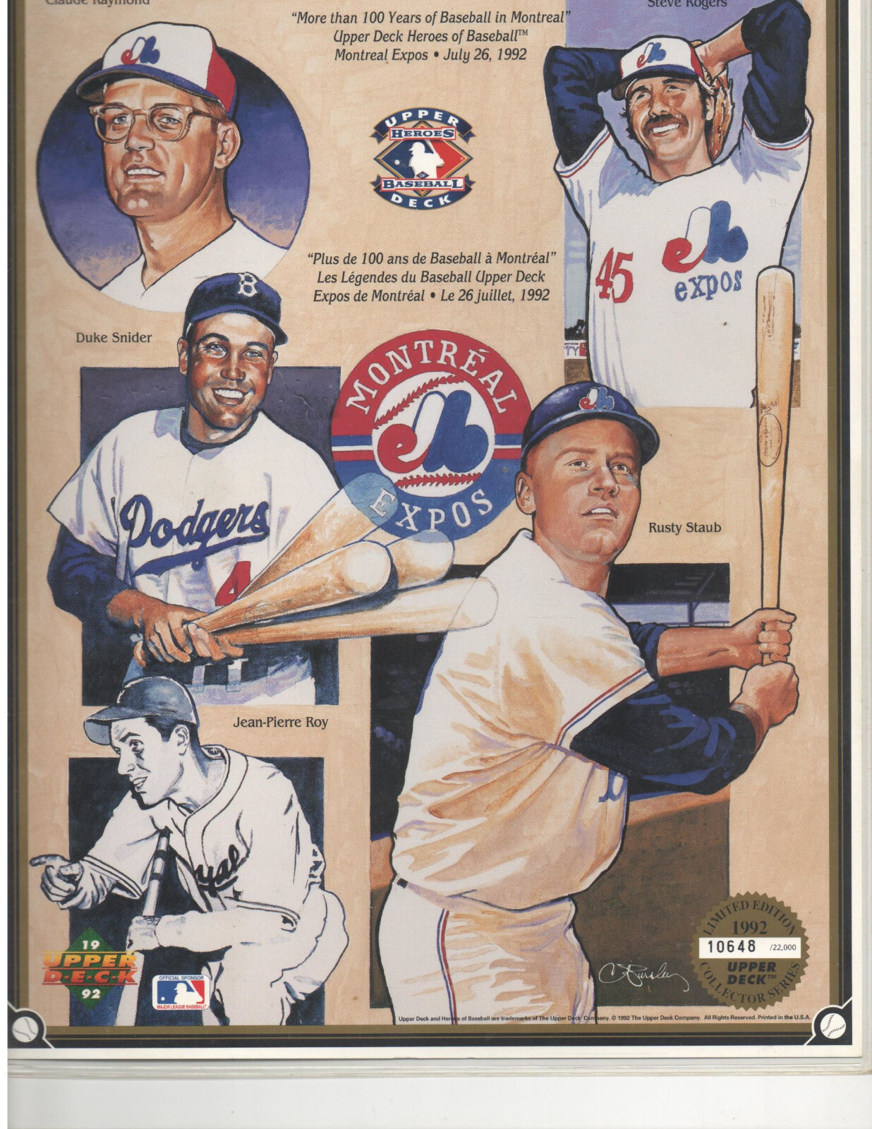 1991 And 1992 Upper Deck And Various 8.5 X 11 Heroes Of Baseball ...