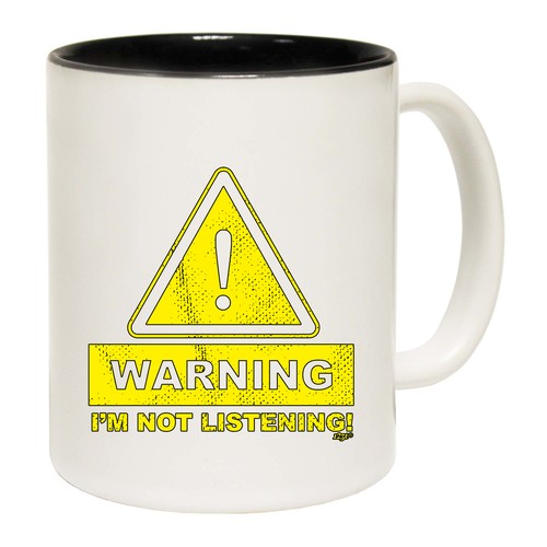 Warning Im Not Listening GIFT BOXED Funny Mugs Novelty Coffee Mug Cup ...