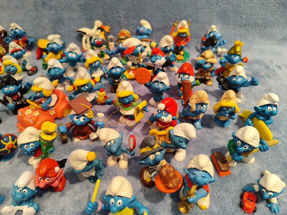 SCHLUMPFSAMMLUNG 9 PEYO 57 SCHLÜMPFE SCHLUMPF KONVOLUT ZUBEHÖR SCHLEICH ...