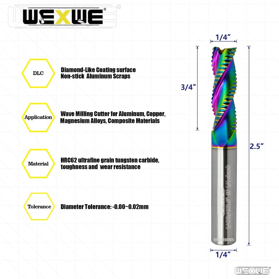 Tools Roughing End Mill, DLC Diamond-Like Coating Carbide Milling ...