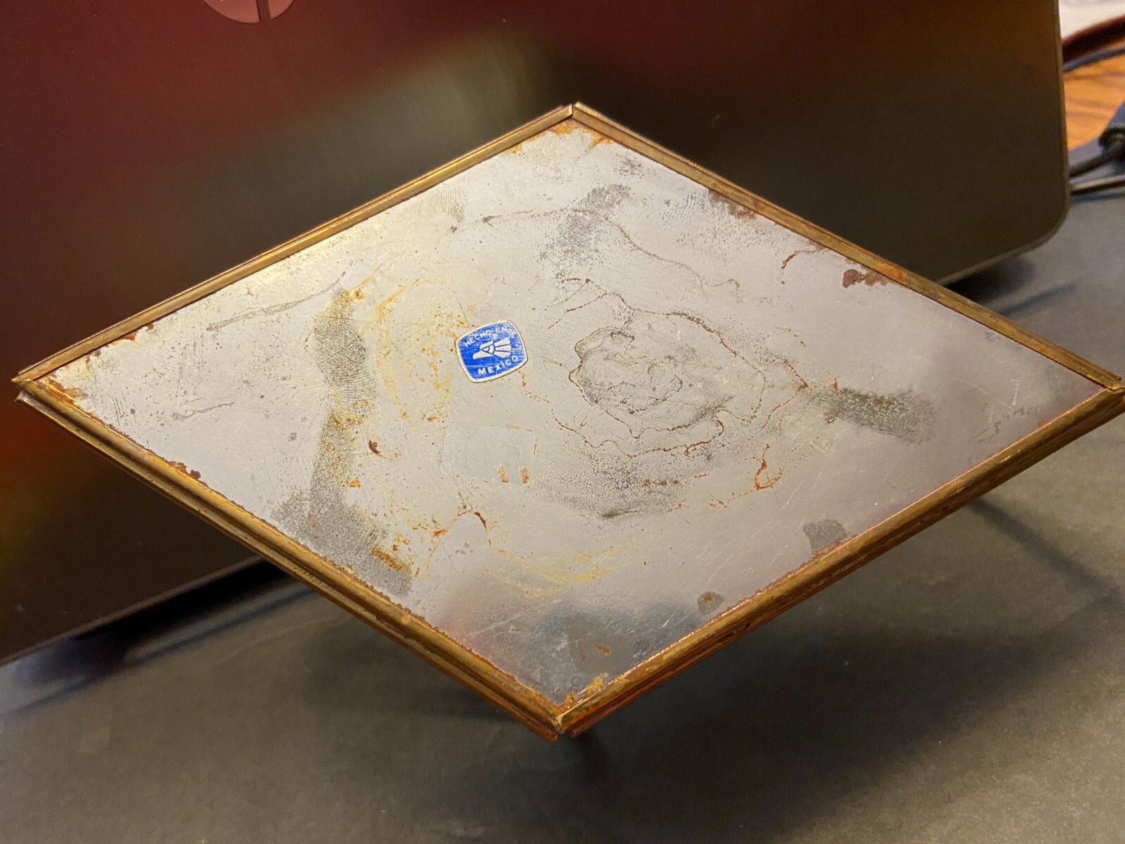 Vintage Brass Angled Glass Display Case Mirror Back Made In Mexico | eBay