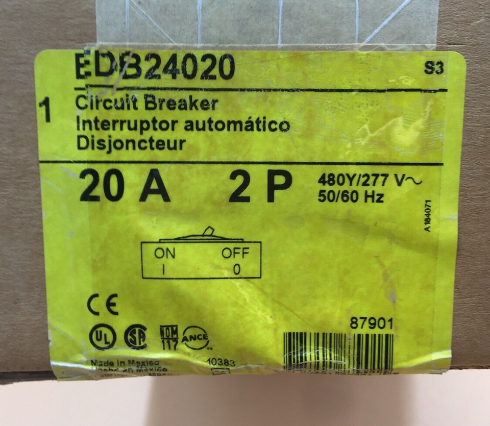 HOUSTON STOCK NEW SQUARE D EDB24020 TYPE EDB 20 AMP 480V FREE 2 DAY AIR ...