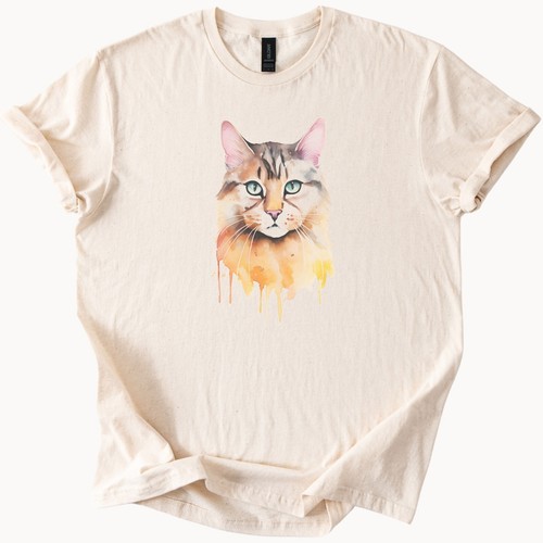 Ginger Cat Watercolor T-Shirt Feline Art Tee Pet Lover Gift Idea | eBay