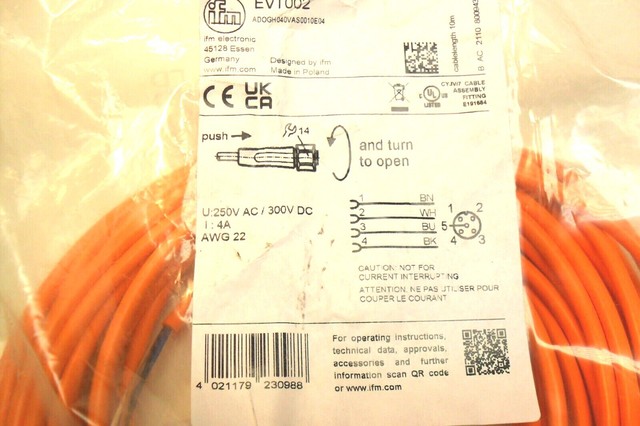 ifm EVT002 CORDSET 5 Pin Receptacle Female for sale online | eBay