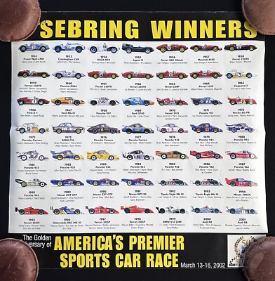 2002 50 Years of 12 Hours of Sebring Winners Poster 1953 Frazer Nash ...