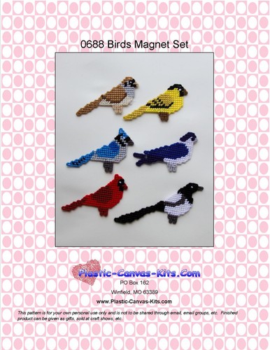 Birds Magnets-Cardinal, Magpie, Sparrow, Swallow -Plastic Canvas ...