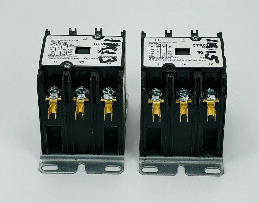 (LOT OF 2) TRANE CTR02580 Contactor 3-Pole 30A Coil 120VAC 50/60HZ ...